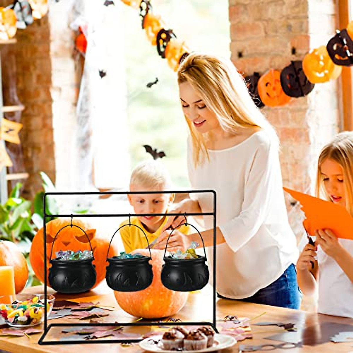 Sosation 19 Pcs Halloween Witches Cauldron Serving Bowls Decor Set 1 Pcs Mini Witches Cauldron Serving Bowls Shelf 9 Pcs Black Candy Bowl Witches Cauldron Serving Bowls and 9 Pcs Mini Black Pothook