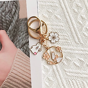 HOLAOCT Cute Keychains Aesthetic Bunny Keychain Accessories Kawaii Cat Key Ring for Women,Keychains Charm for Airpod,Backpack