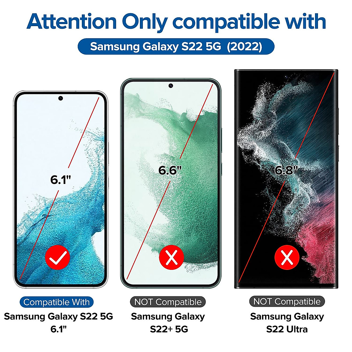 ivoler [2+2 Pack Tempered Glass Screen Protector for Samsung Galaxy S22 5G 6.1'' 2022 [2 Pack] [Not Fit Galaxy S22Plus&S22 Ultra ] with [2 Pack] Camera Lens Protector with Alignment Frame Clear