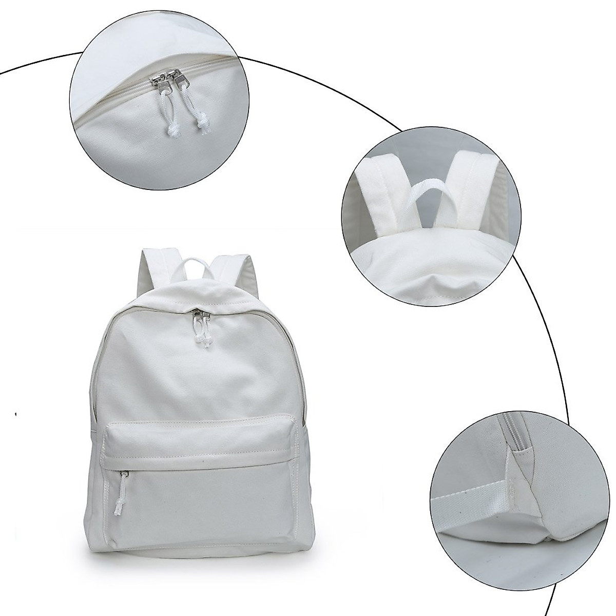 Zicac Unisex DIY Canvas Backpack Daypack Satchel Backpack(Natural White)