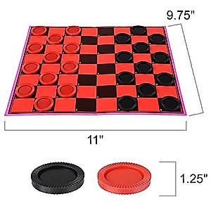 Gamie Checkers Board Game for Kids, Set of 6, Classic Checkers with Red and Black Pieces, Fun Travel Games for Kids and Adults, Cool Birthday Party Favors and Goodie Bag Fillers
