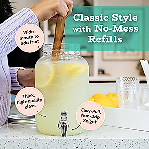 Estilo Glass Drink Dispenser for Parties - 1 Gallon Glass Jar Beverage Dispenser with Leak Free Spigot, 1 Gallon, Clear | For Parties, Weddings, Sun Tea Jar, Laundry Detergent, & Lemonade Dispenser