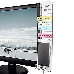 Quadow Monitor Message Board/Computer Monitors Side Panel/Notes Memo Board Message for Monitors,1Set (Left & Right) (with Phone Holder)