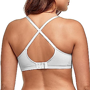 Hanes Women's Wireless T-Shirt, Comfy Support Lightweight Lounge Bra, Convertible Straps, White Heather, X-Large