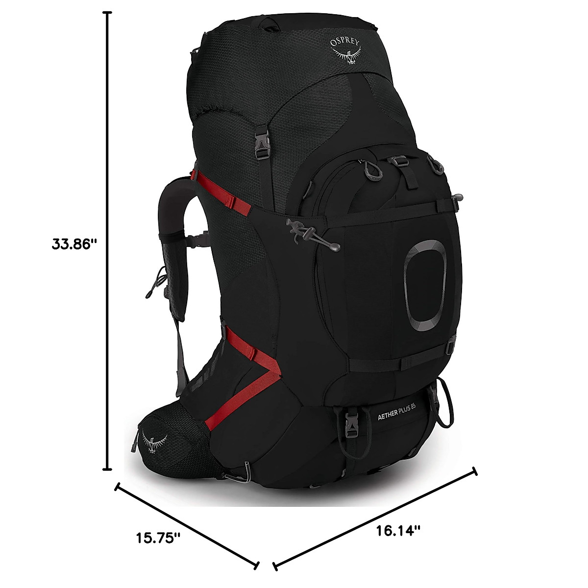 Osprey Aether Plus 85 Men's Backpacking Backpack, Black, Large/X-Large