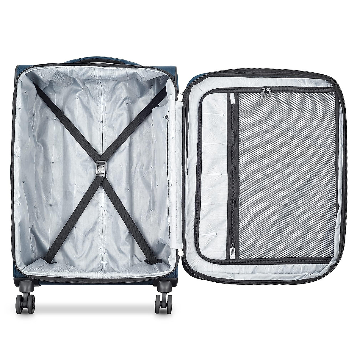 DELSEY PARIS Sky Max 2.0 Softside Expandable Luggage with Spinner Wheels 2 Piece Set, Blue (24 Inch/Duffle)