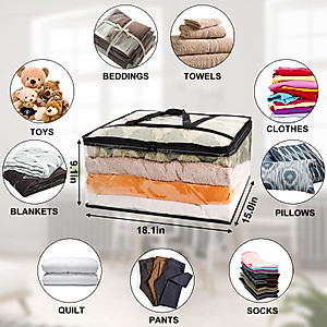 6Pack Clear Clothes Storage Bags, Vinyl Comforter Blanket Storage Bags Closet Organizers and Storage Containers Moving Bags with Reinforced Handle for Bedding, Clothing, Comforters, Pillows, Toys,40L