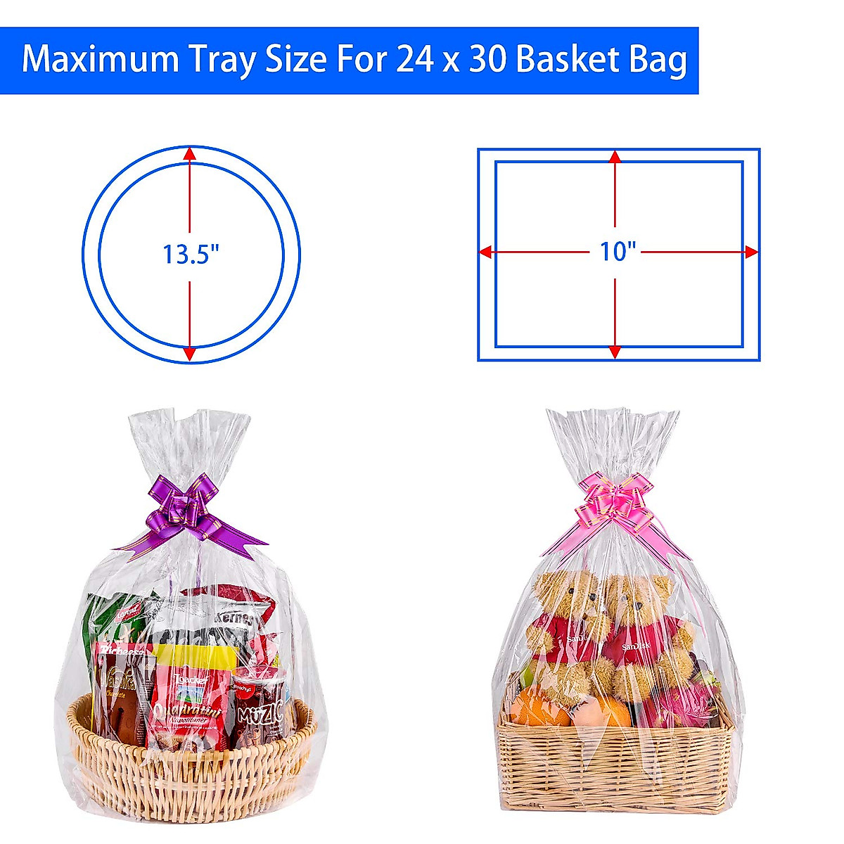 Awpeye Cellophane Bags, Large Clear Cellophane Wrap for Baskets, Gifts 24"x 30" 2 Mil Thick (20 Pack)