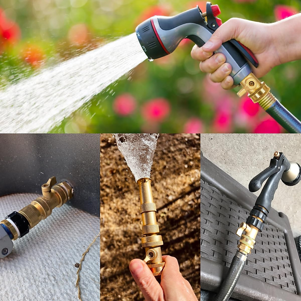 SHOWNEW Heavy Duty Brass Shut Off Valve, 3/4 Inch Solid Brass Garden Hose Valve Water Hose Shut Off Valves, 2 Packs