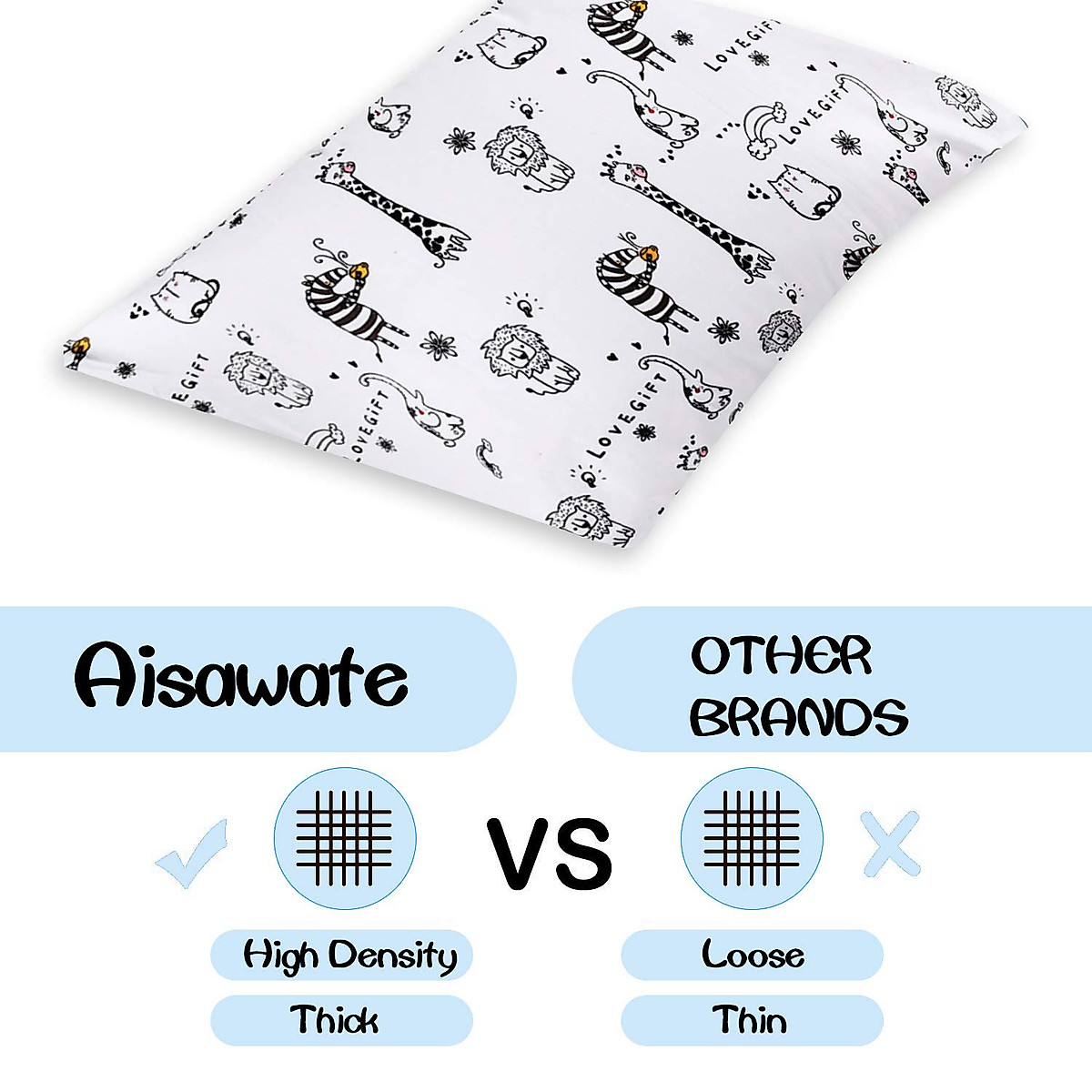 Kid Toddler Pillowcase 2 Pack - Organic Cotton Toddler Travel Pillow Case - Hypoallergenic Envelope Closure Girls Boys Pillow Cover for Sleeping, 14x20 inch