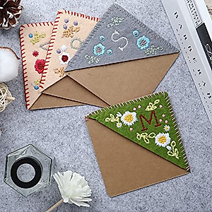 MEGREZ Hand Embroidered Corner Bookmark, Felt Triangle Corner Bookmark Reading Accessories for Book Lovers, Students Gifts, 4 Sets (Spring, Summer, Fall, Winter)