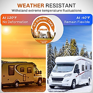 WELLUCK RV Roof Tape Sealant Roofing Tape, 4 Inch X 50 Foot Natural White RV Tape for Roof Repair Camper Trailer Boat Sealing Leak Repair, UV & Waterproof