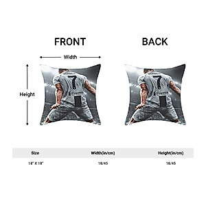 Football Stars Cristiano-Ronaldo-CR7-Throw covers 18x18 inches, Cristiano-Ronaldo-CR7-Pillow Cushion Cases, Modern Decorative Square Pillowcases for Sofa Couch Bedroom Living Room Car (Pack of 1)