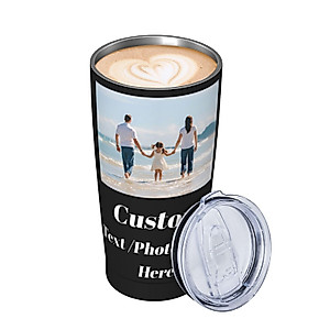 Personalized Tumbler with Text Logo Photo Custom Coffee Mug Vacuum Insulated Personalized Cups with Lid and Straw for Men Women Coffee Home 20oz Personalized Birthday Gift