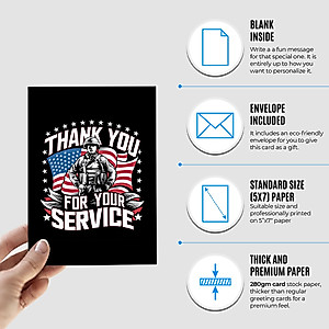 Thank You for Your Service Card - Veteran Day Thank You Card - Military Appreciation Cards - Solider Thank You Cards - Military Retirement