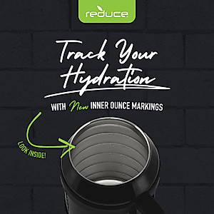 REDUCE Cold1 50 oz Reusable Mug Tumbler with Handle - Insulated Stainless Steel Water Bottle for Home, Office and Gym; Straw or Leakproof Flip Lid, Keeps Drinks Ice Cold All Day - Matte Phantom