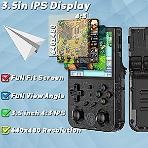 CredevZone RG353VS Handheld Game Console 3.5 inch IPS Retro Hand-held Gaming Consoles Hand Held Video Games Preinstalled with Customized System Multiplayer 5GWF BT4.2 RK3566 64GB Black Transparent