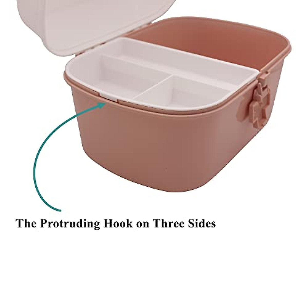 BangQiao Plastic First Aid Storage Box Container Bin with Removable Tray and Portable Handle, Family Emergency Medicine Kit Case Organizer, White&Pink