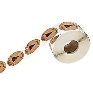 Happy Holidays Tree Stickers 1 inch Round Tag Label Christmas Sealing Sticker for Bakery Candy Biscuits Treats Gift Box, 500 Pcs in Total