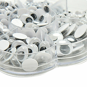 LinaLife 700 Pieces 4mm -12mm Black Wiggle Googly Eyes with Self-Adhesive for Craft Decorations Google Eyes for Crafts DIY Scrapbooking Crafts (7 Sizes) with Box