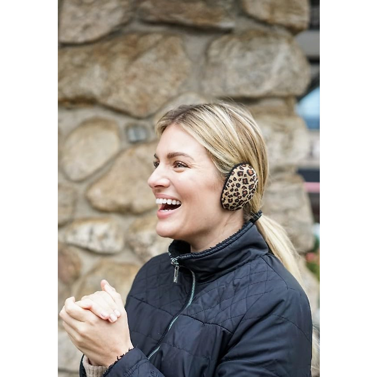 Sprigs Earbags Bandless Ear Warmers/Fleece Earmuffs with Thinsulate - Black, Large