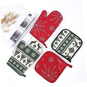 Didiseaon 4 Sets Gloves Set Mitts mitt for Oven Kitchen Counter mat Pot Holders Silicone BBQ Grill Gloves red Suit Microwave Oven Mitt Baking Mitt Mitt Grill Rack Mittens