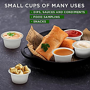 Fit Meal Prep [100 Pack] 2 Oz 100% Compostable Disposable Condiment Cups, Biodegradable Bagasse Fiber Souffle Portion Cups, Eco-Friendly Sample Cups for Tasting, Dip Sauce, Snack, Microwave Safe
