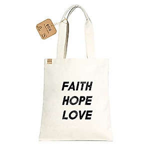 Me Plus Eco-Friendly Canvas Printed Fashion Bags/Travel Shoulder Tote Bag/Shopping,School and Office use (Faith Hope Love)
