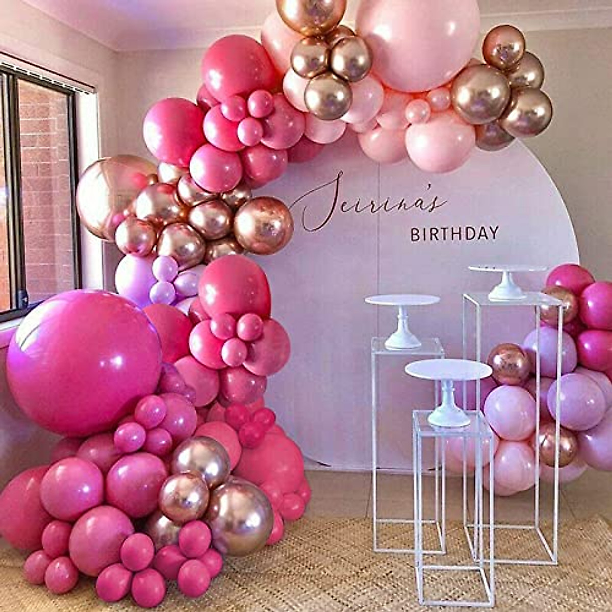 Hot Pink Balloons 100 Pack Hot Pink Balloons Different Sizes 18 12 5 Inch Hot Pink Balloon Garland Arch Kit for Girl's Baby Shower Birthday Wedding Party Valentines Day Decor
