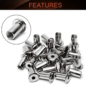 MroMax M8x18mm Nickel Plated Iron Insert Nut Rivet Hex Socket Head Nuts Screw Post Mounting for Furniture Installation Nickel Tone 30Pcs