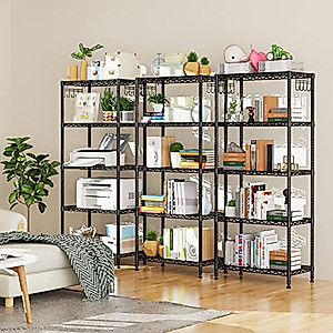 LEHOM 5-Tier Metal Storage Shelves Wire Shelving Unit Storage with Adjustable Leveling Feet for Laundry Bathroom Kitchen,Steel Organizer Wire Rack 220 LBS Capacity(23.63" L×13.78" W×59.1" H)