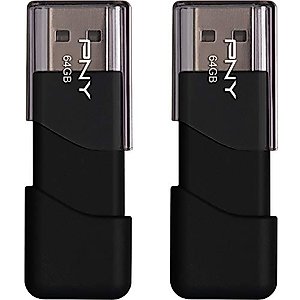 PNY 64GB Attaché 3 USB 2.0 Flash Drive 2-Pack