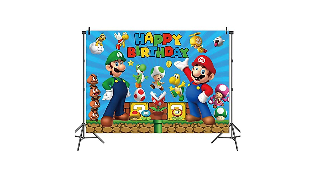 Video Game Birthday Backdrop 7x5ft | Party Photo Props