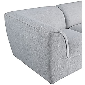 Meridian Furniture Miramar Collection Modern | Contemporary Linen Textured Upholstered Modular Sofa, 76" W x 38" D x 28.5" H, Grey