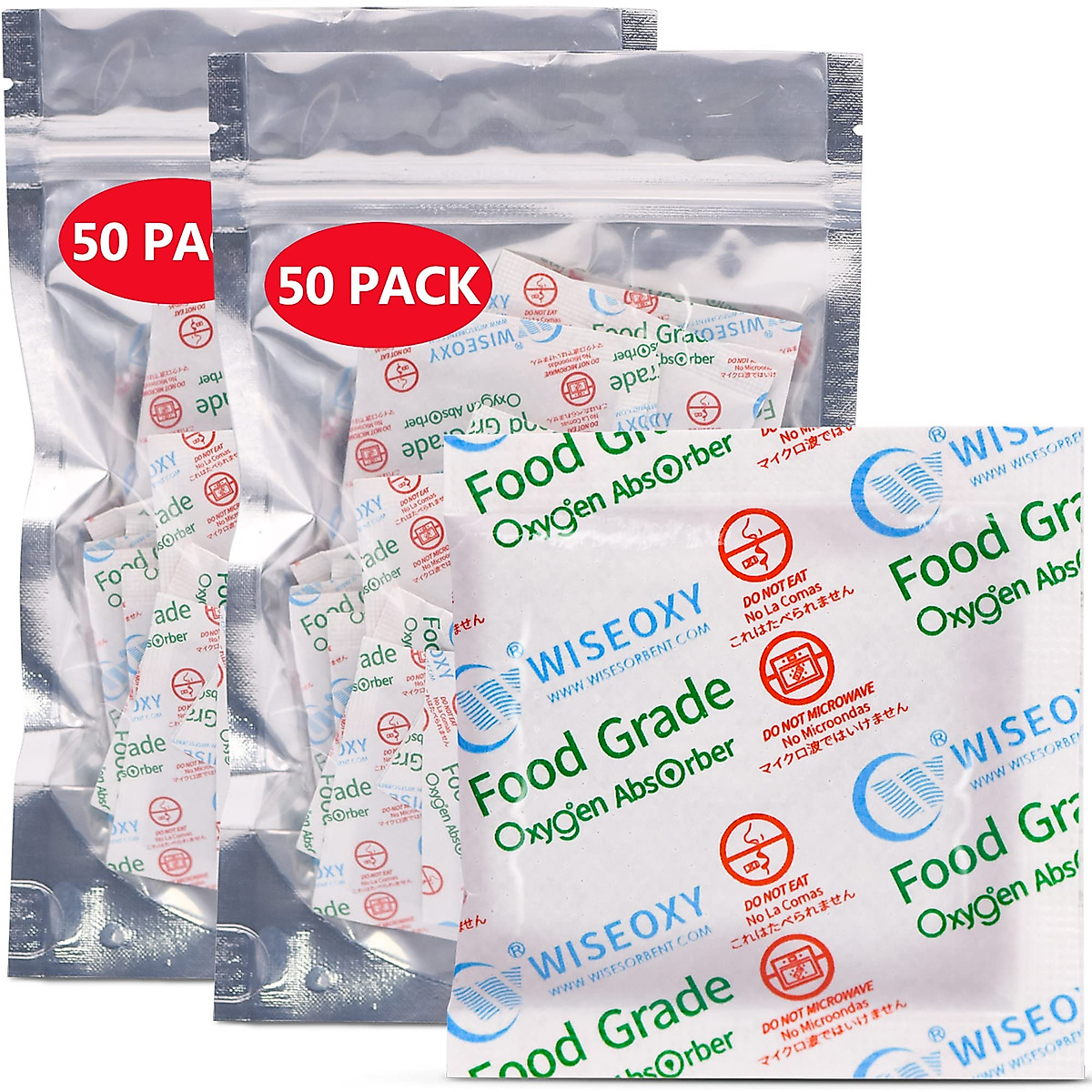 Wisesorb Oxygen Absorbers for Food Storage 300CC 100 Packets, Food Grade Oxygen Absorbers, O2 Absorbers Food Grade for Food Storage