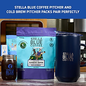 STELLA BLUE Fresh Cold Brew Coffee | Big Cat Blend | 100% Arabica MEDIUM Roast | Enriching Caramel & Hazelnut Notes & Sweet Fruitiness | Cold Brew for True Fanatics | 6 Packets to Make 24 Cups