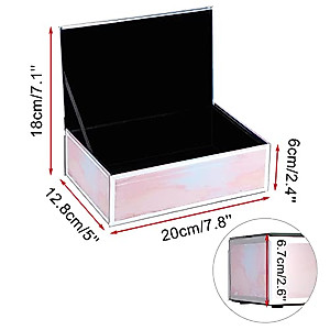 Hipiwe Pink Glass Jewelry Box Large Trinket Storage Box Treasure Box Decorative Jewelry Box Keepsake Box Jewelry Organizer for Women Girls