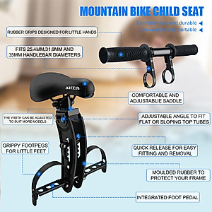 XIEEIX Kids Bike Seat Set,New MTB Child Seat, Front Mounted Bicycle Seats for Kids 2-5 Years (up to 48lbs) Compatible with All Adult Mountain Bikes