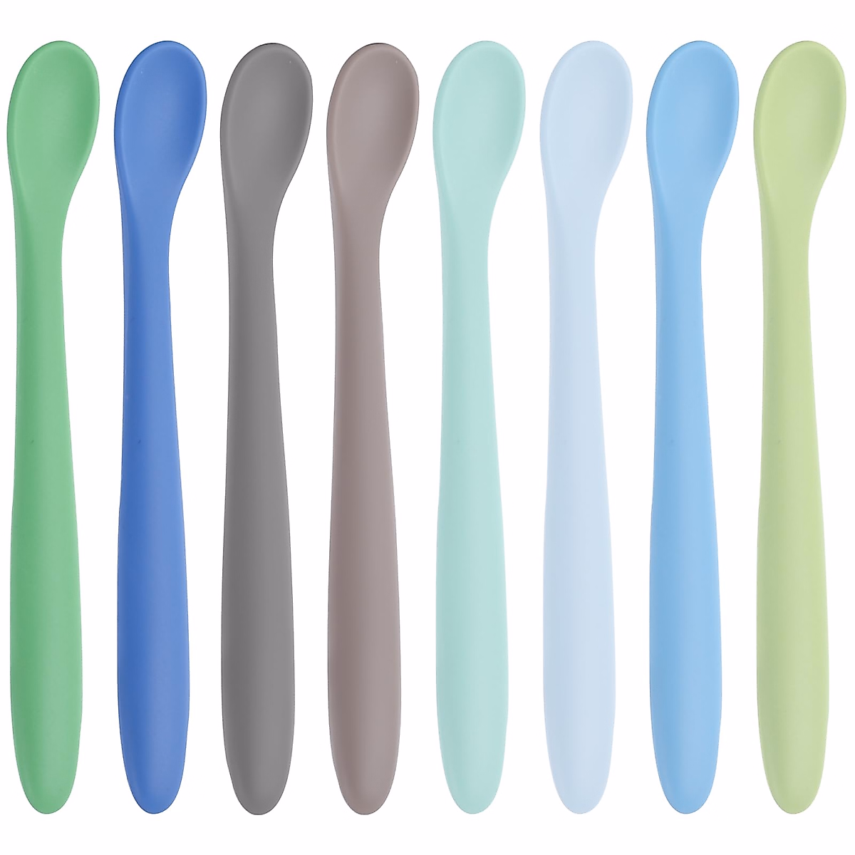 HAKSEN 8PCS Silicone Feeding Spoons, Baby Spoons Training Spoons Silicone Baby Utensils Infant Spoons for First Stage Baby and Parents