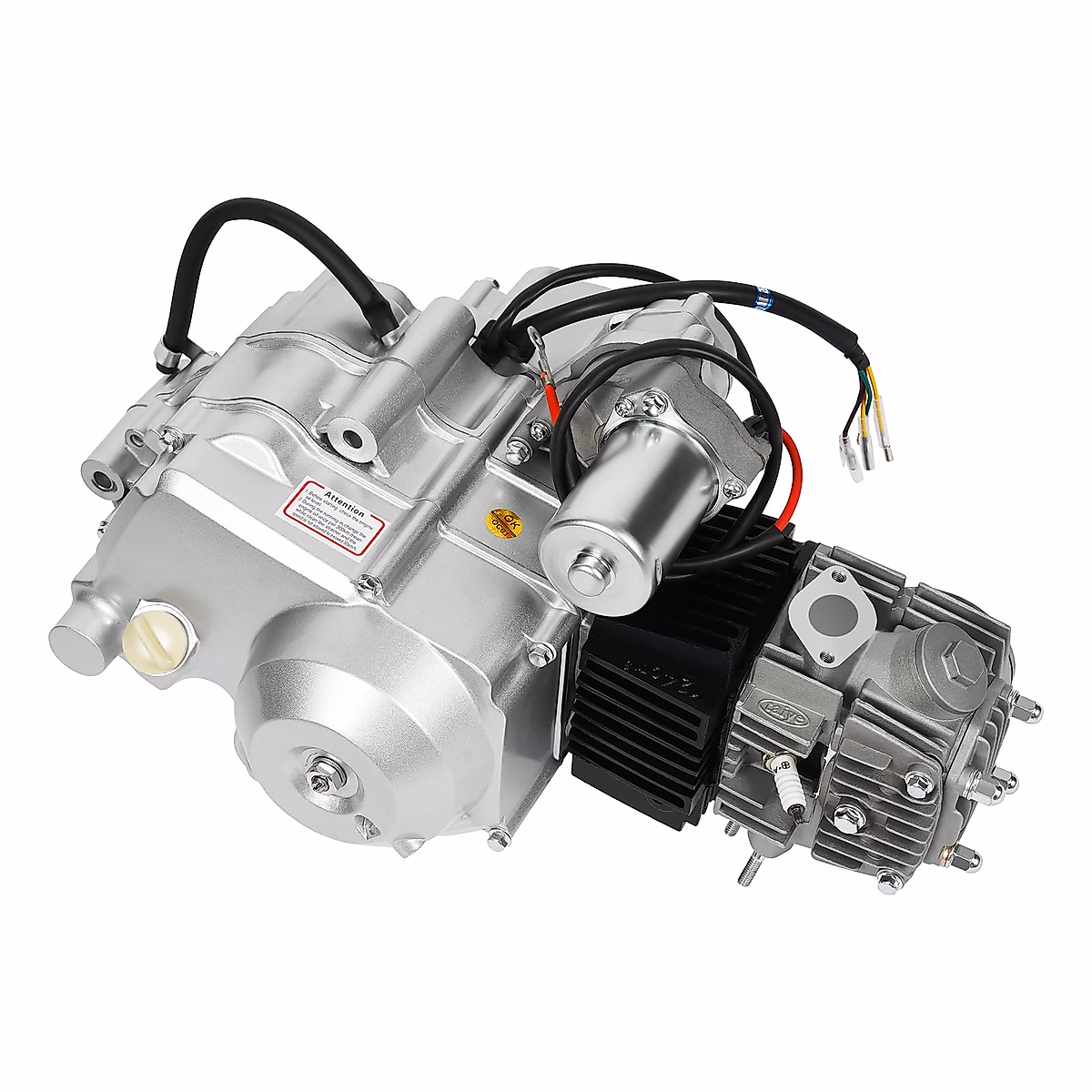 DOONARCES 125cc 4 Stroke Electric Start Engine Motor Air-cooled Single-cylinder Semi Auto Engine with 3 Forward 1 Reverse for ATV Bike Go kart Quad Dirt bike, Silver