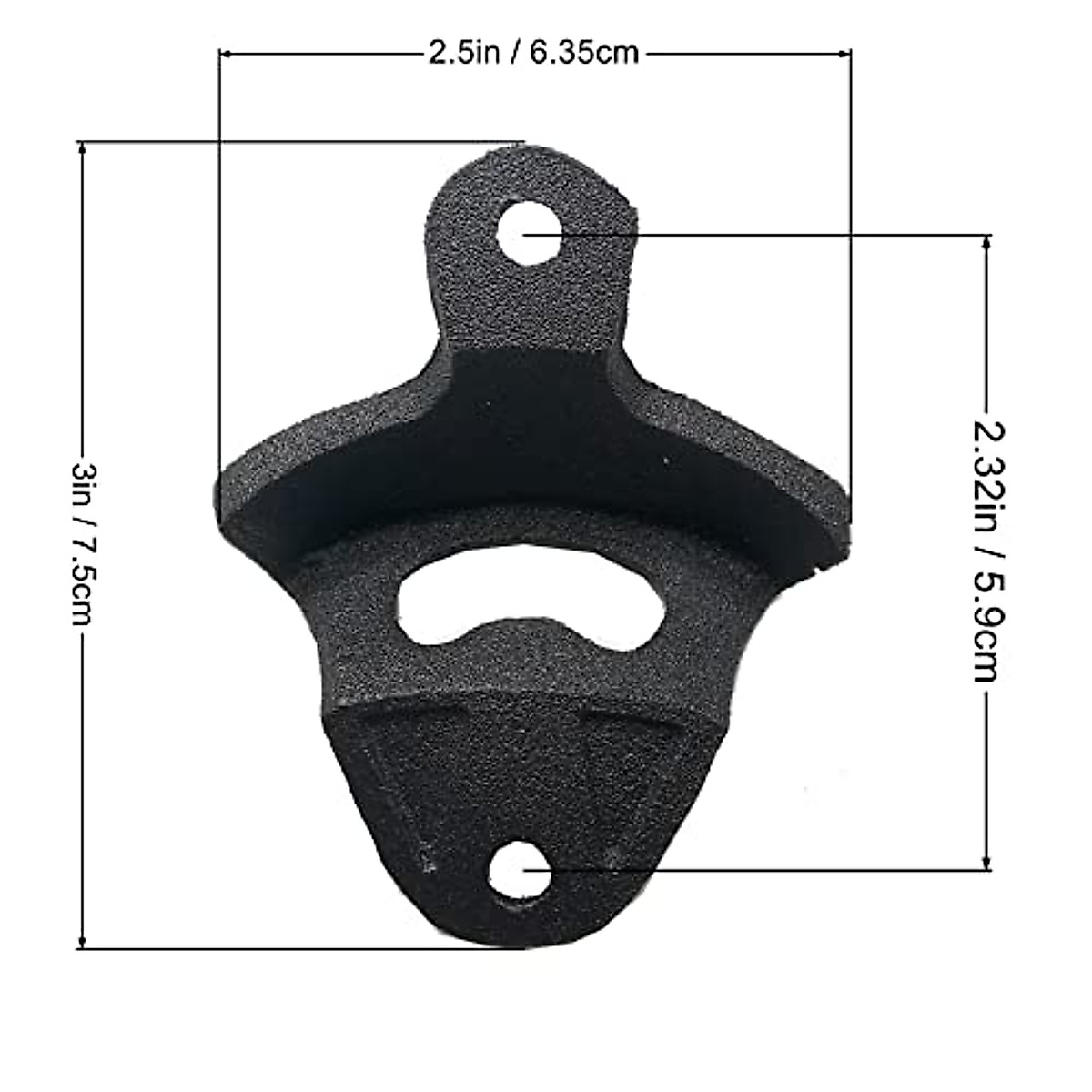Jumiok Satin Black Cast Iron Bottle Opener Wall Mounted with Bottle Cap Catcher Narrow