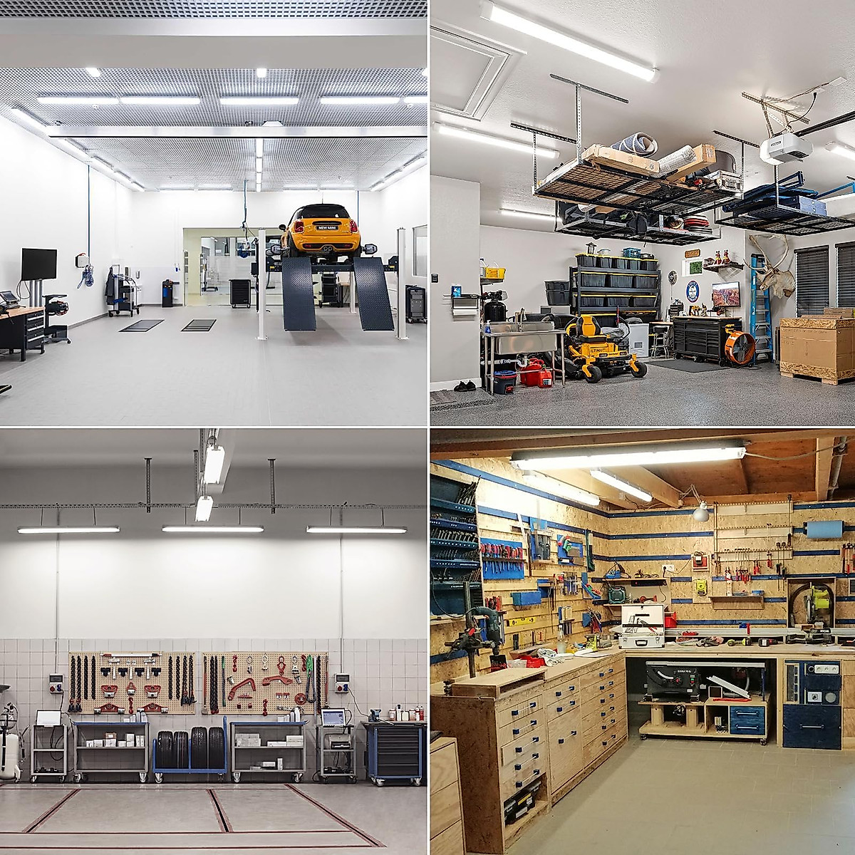 CNSUNWAY 2FT LED Shop Light, 24W 5000K Utility T8 LED Light Fixture, 3100LM Super Bright, D Shape, High Output, Linkable Tubes Lights for Room, Garage, Workbench, Plug and Play, 2 Pack