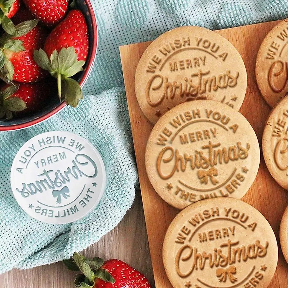 2024 Personalized Christmas Cookie Stamp Christmas Cookie Mold With Your Name 3d Raised Design Merry Christmas Personalized Cookie (Design-A)