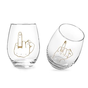 Jogskeor Ring Finger Wine Glasses Set, Engagement Gifts Wedding Gifts Couples Gift, Bridal Shower Gifts for Bride and Groom, Couples, Mr Mrs, Newlyweds, 15oz