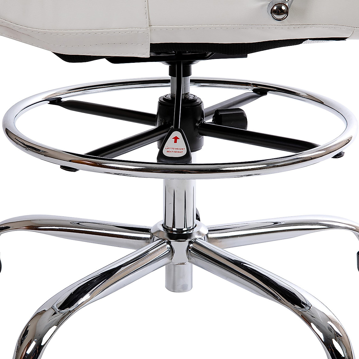Flash Furniture Adjustable Height Drafting Chair - Contemporary Mid-Back White LeatherSoft Drafting Stool Chair - Adjustable Foot Ring & Chrome Base