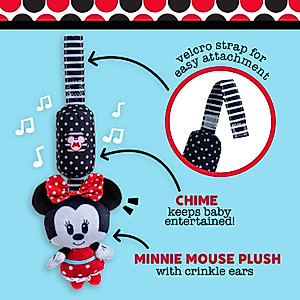 KIDS PREFERRED Disney Baby Minnie Mouse High Contrast Crinkle Plush, Boys and Girls Ages 0+, Stroller On The Go Activity Toy, Travel Chime Toy (81249)