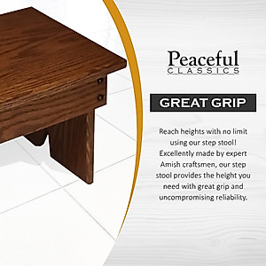 Peaceful Classics Step Stool - Amish Handmade Kids Step Stool - Bathroom, Bedroom, Living Room Or Kitchen Step Stool for Adults - Multipurpose Foot Stool Made of Solid Oak (9" High, Harvest)