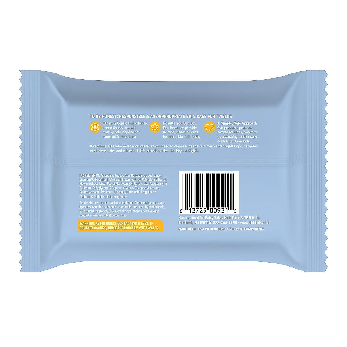 TBH Kids Gentle Face Wipes- - Daily Cleansing and Hydrating Face Wipes - Sulfate, Paraben Free - 30 Pack