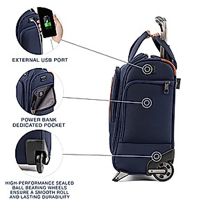Travelpro Crew Versapack Softside Rolling Underseat Carry-on Bag, Men and Women, Patriot Blue, 16-Inch