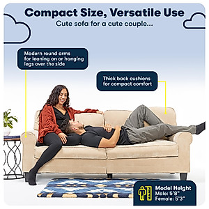 Serta Copenhagen 78" Sofa - Pillowed Back Cushions and Rounded Arms, Durable Modern Upholstered Fabric - Navy Blue
